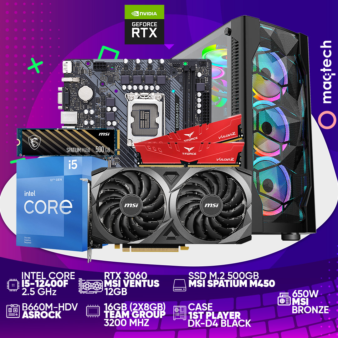 PC INTEL CI5 12400F + RTX 3060 MSI – Maqtech