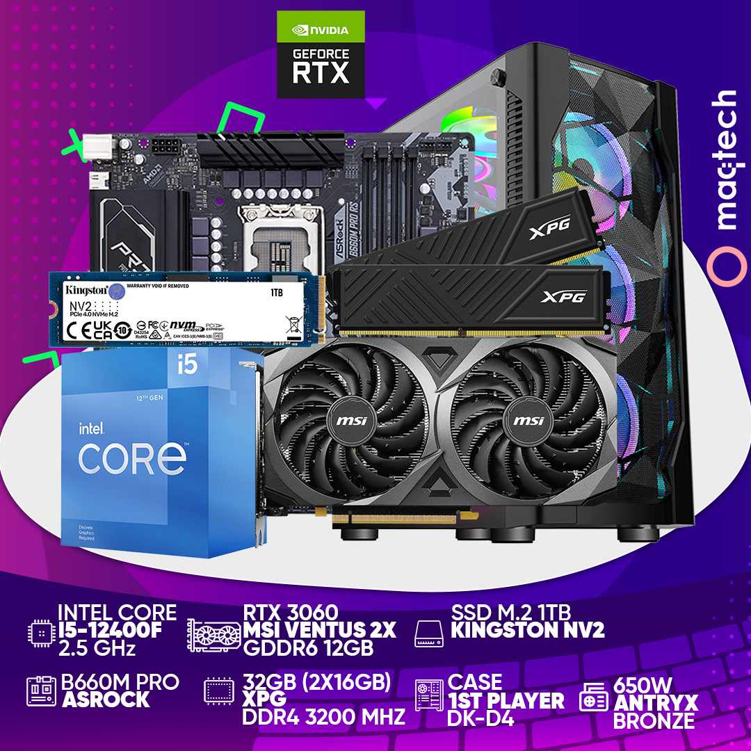 PC INTEL CI5 12400F + RTX3060 12GB MSI – Maqtech