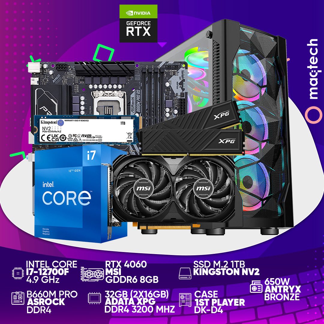 PC INTEL CI7 12700F + RTX 4060 MSI 8GB – Maqtech