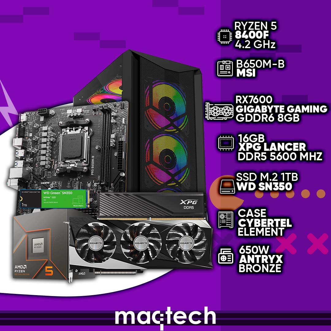 PC R5 8400F + RX 7600 8GB GIGABYTE GAMING – Maqtech