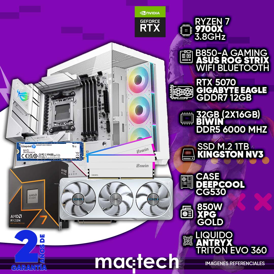 PC AMD R7 9700X + RTX 5070 GIGABYTE EAGLE OC ICE – Maqtech